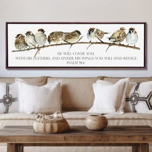 Bible Verse Wall Art, Scripture Sign, He Will Cover You With His ...