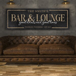 Custom Bar and Lounge Sign, Personalized Bar and Lounge Sign, Home Bar ...