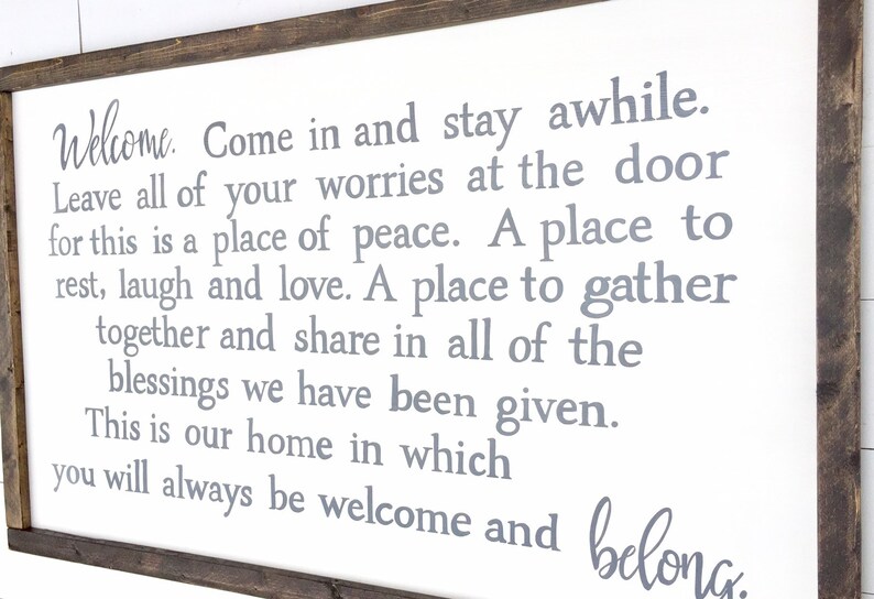 Welcome sign. Come in and stay awhile sign. Huge sign. | Etsy