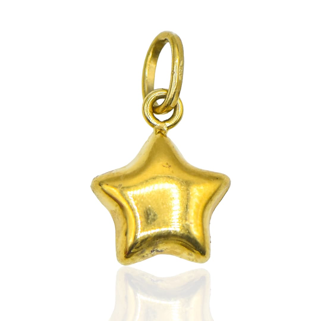 Puff Star Charm 14k Yellow Gold - Etsy