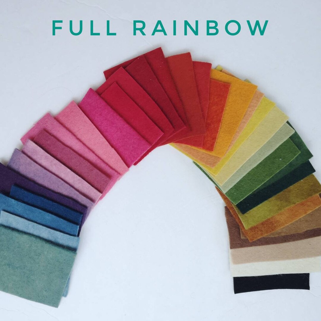 All-naturally Dyed Wool Felt Patches Mix, Rainbow Felt Mix, Full ...