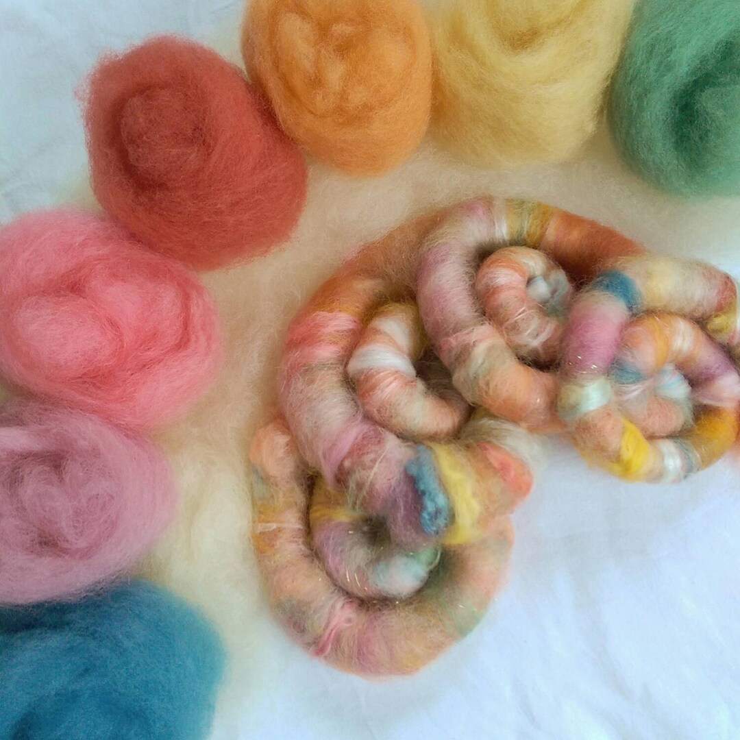 All-naturally Dyed Art Batt or Rolags 'oh Spring, I Love You So ...