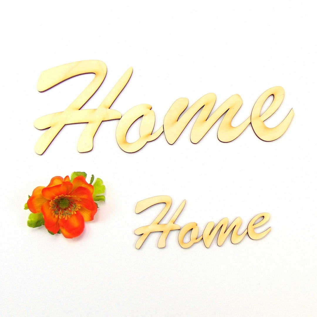 Lettering Home in Cursive Letters Wall Tattoo Wall Decoration Wooden ...