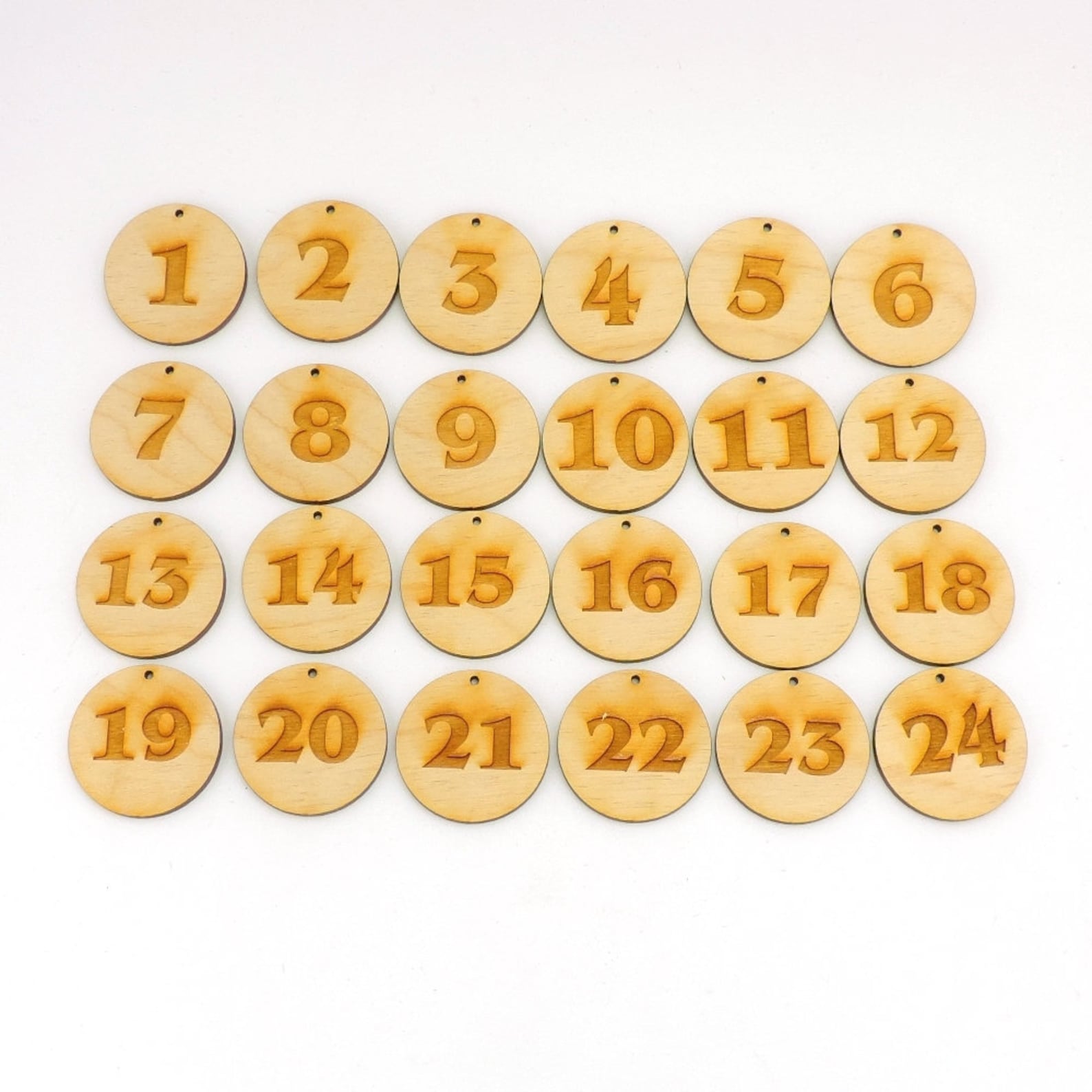 Advent Calendar Numbers 1 24 Round Plates With Hole Wood - Etsy