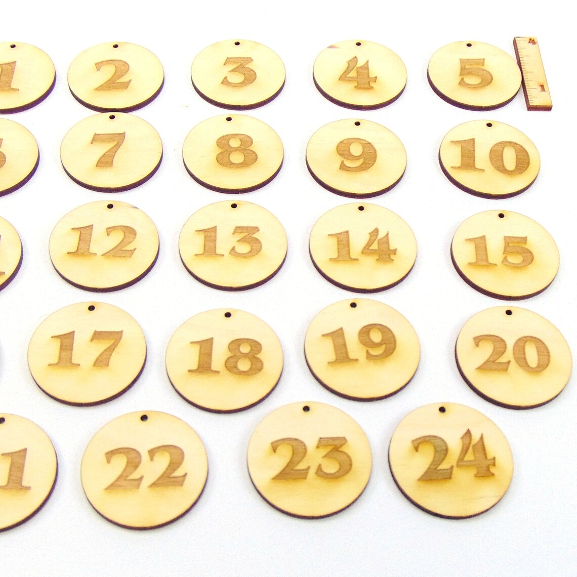 Advent Calendar Numbers 1-24 Round Plates With Hole, Wood, DIY ...
