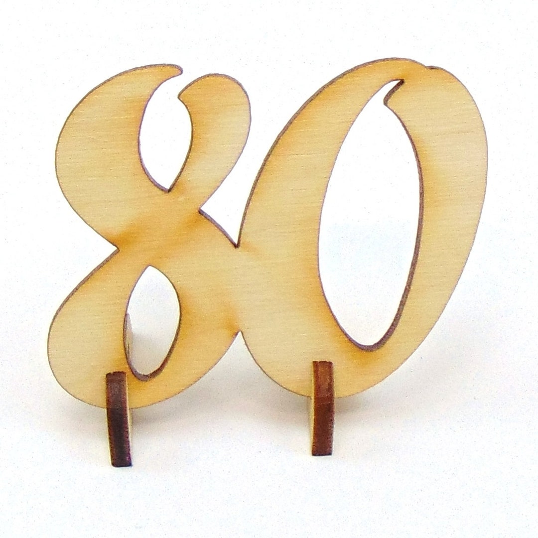 Birthday Number 80 Wood 5 Cm With Feet - Etsy