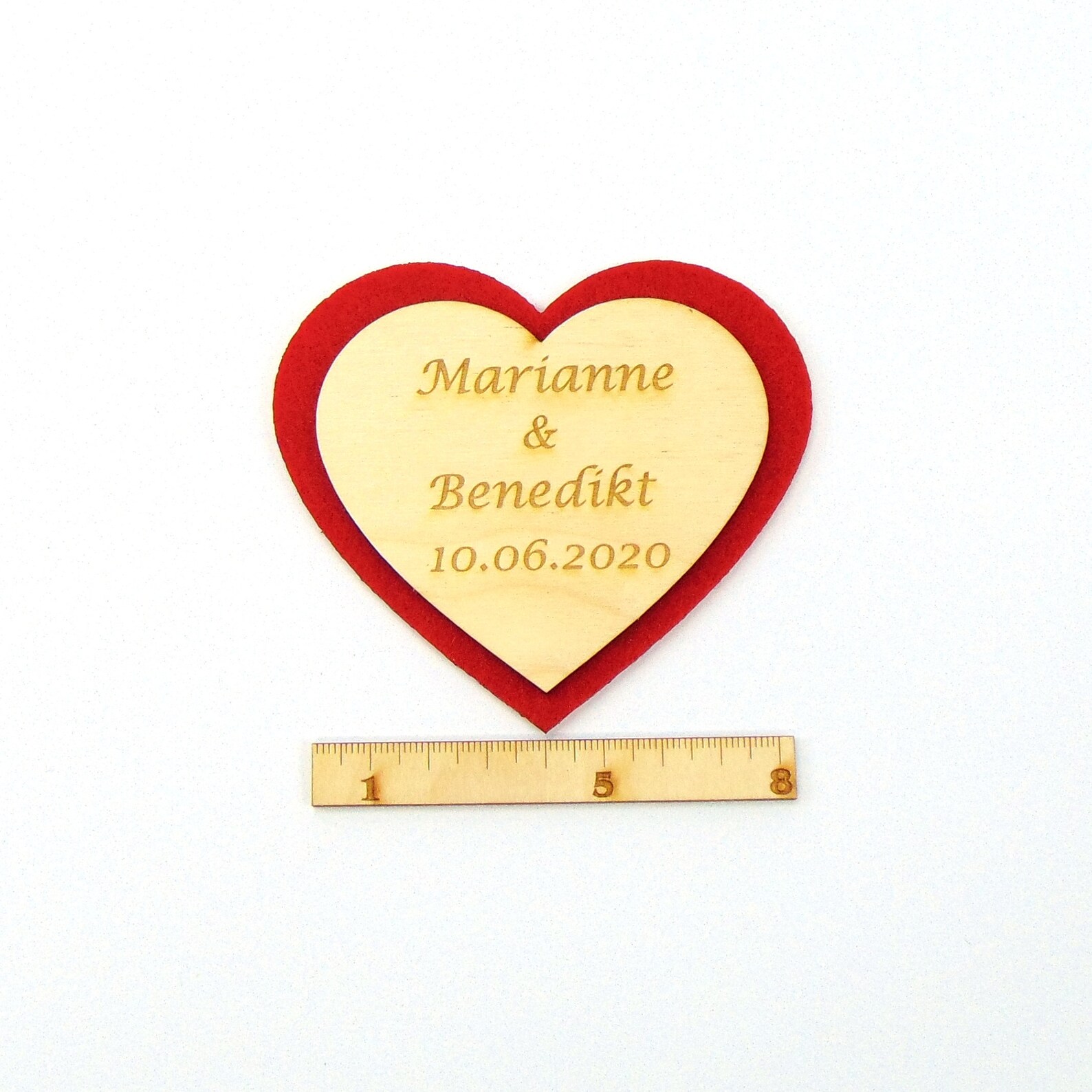 Wooden Heart Felt Heart Engraving of the Bride and Groom Gift for the ...
