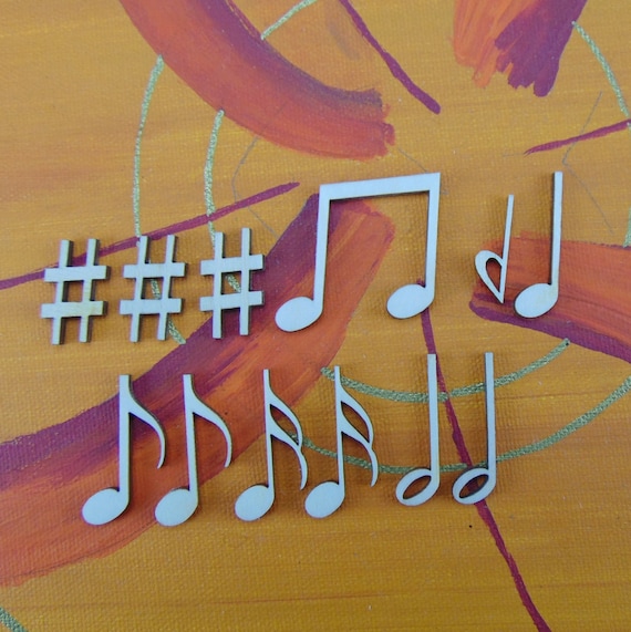 Wood Notes 12 Parts 32 mm Sheet Music Set Sign Notes for | Etsy