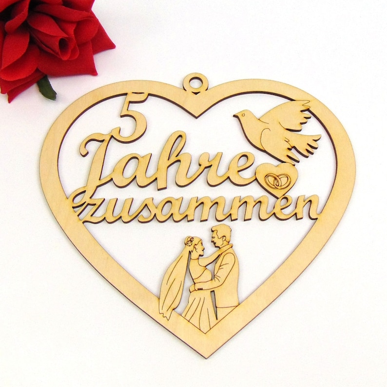 Heart 5 Years Together Wooden Wedding Newlyweds Wedding - Etsy
