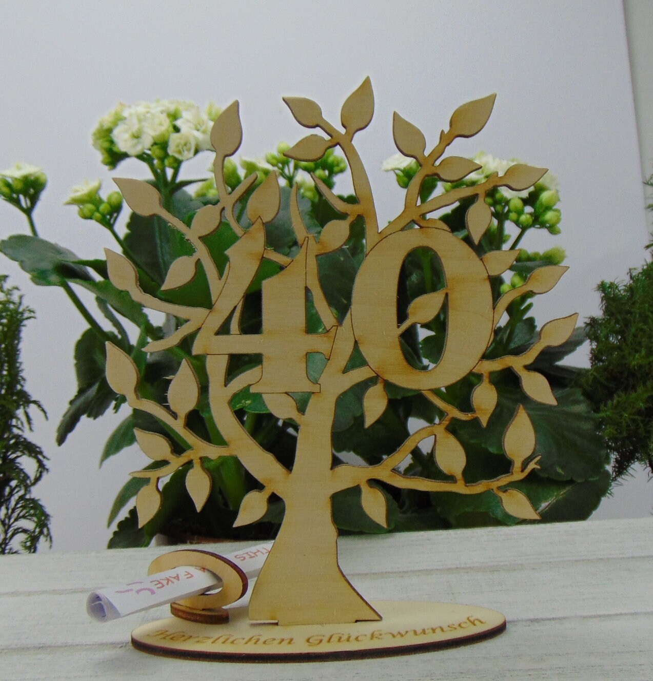 Tree With Birthday Number anniversary Number 40 and Engraved | Etsy