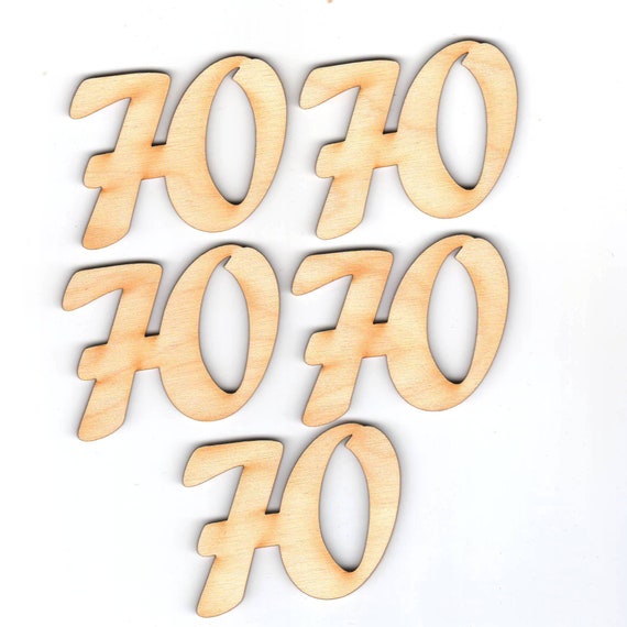 Birthday Number 70 Wood 5 Pieces 5 Cm | Etsy