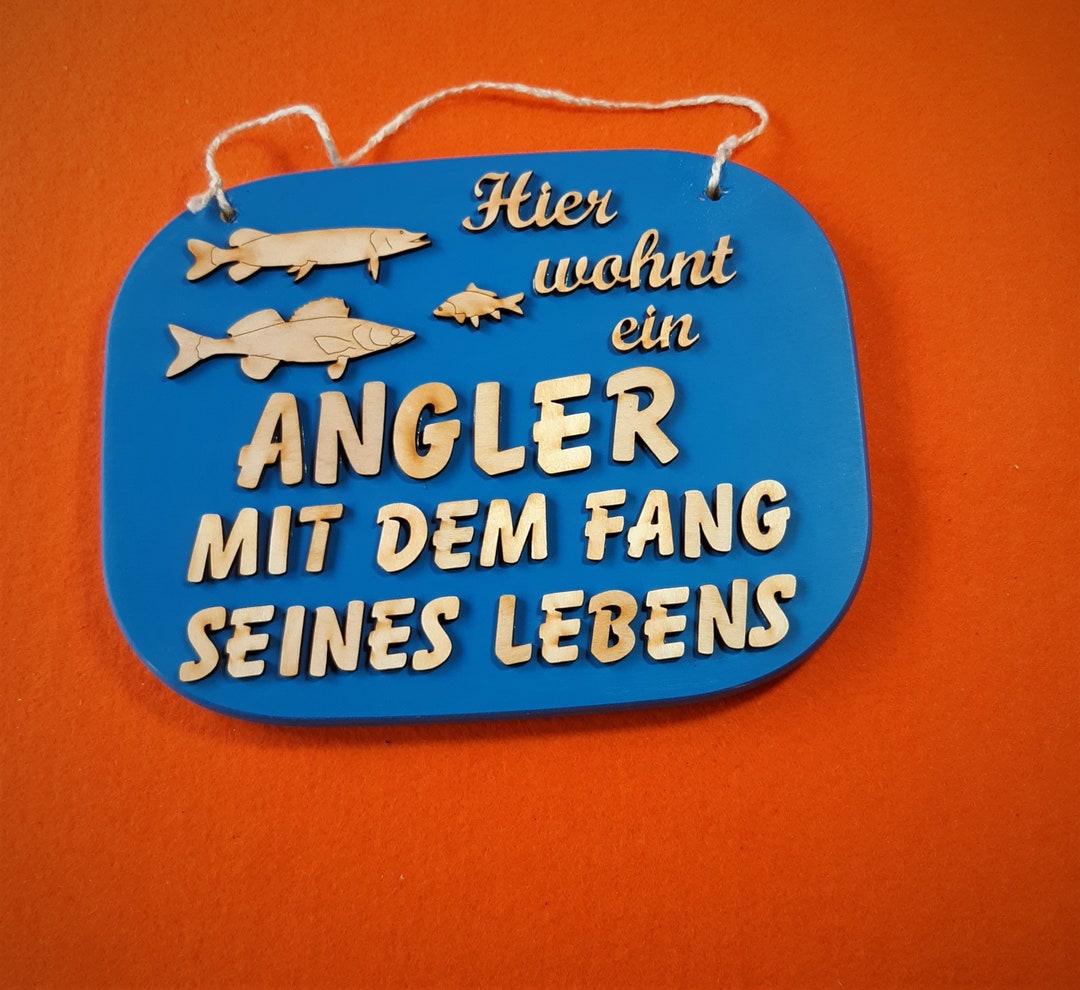 An Angler Lives Here With the Catch of His Life, Colored Door Sign ...