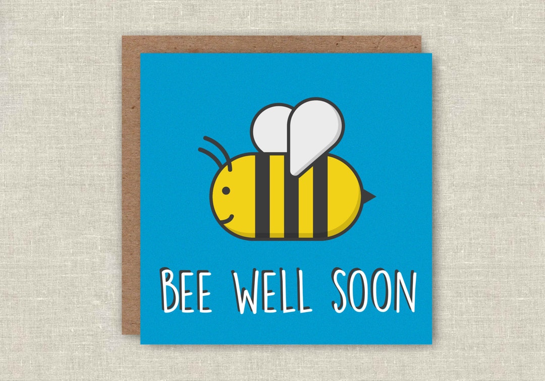 Get Well Soon Card, Get Well Card, Bee Well Soon, Cute Card, Funny Card ...