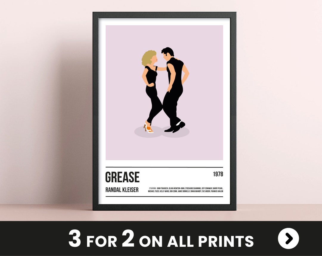 Grease Poster Art Print, John Travolta Poster Print, Movie Print, Film ...