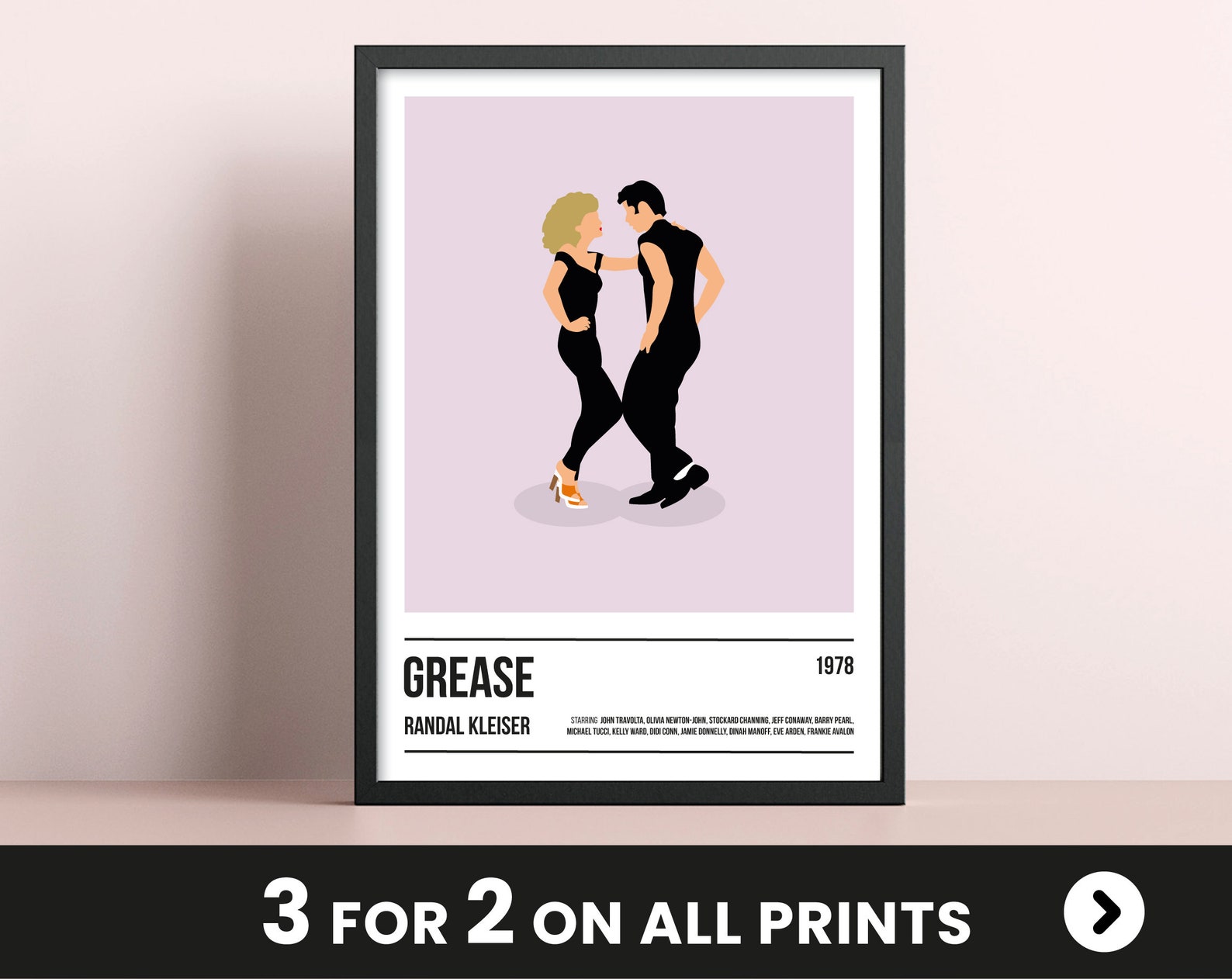 Grease Poster Art Print, John Travolta Poster Print, Movie Print, Film ...