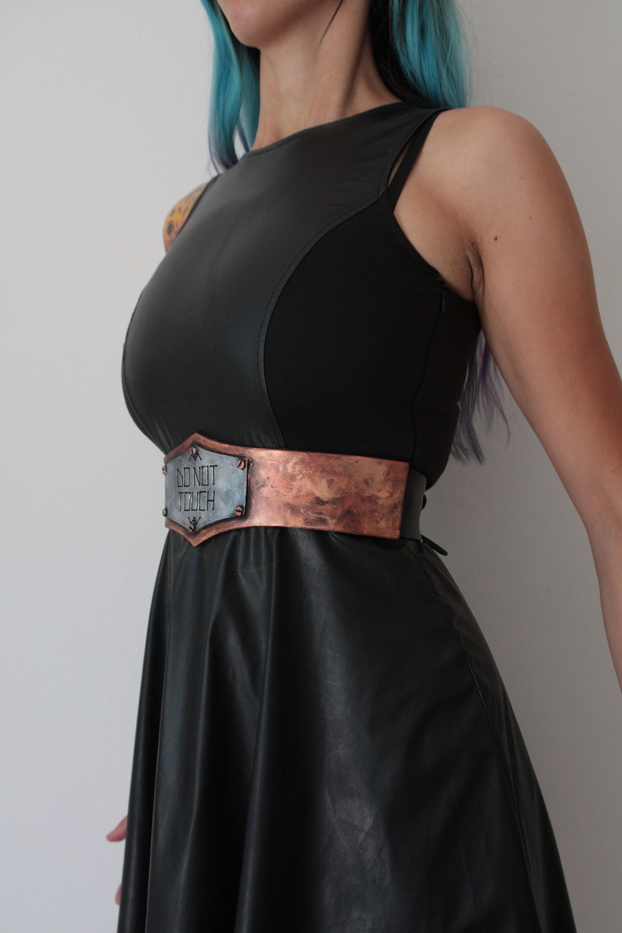 Waist belt post apocalyptic DO NOT TOUCH label fake metal | Etsy