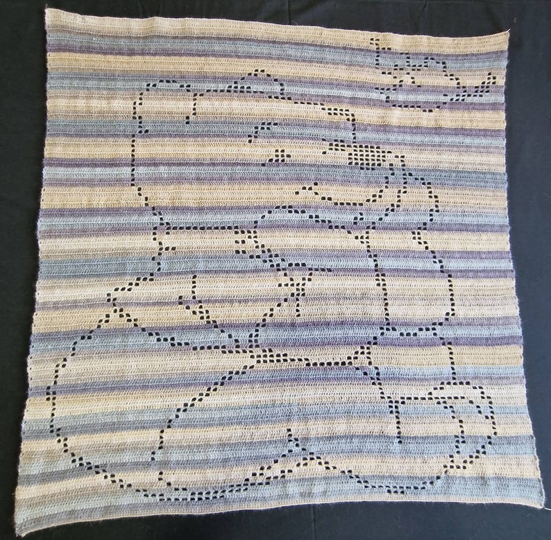 Hand Crocheted Winnie the Pooh Baby Blanket/ Pram or Stroller Blanket ...