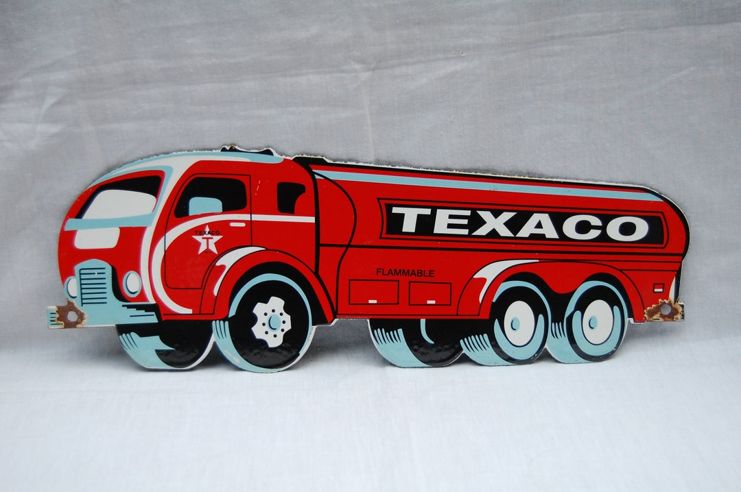 Vintage Texaco Tanker Truck Die-cut Porcelain Sign - Etsy