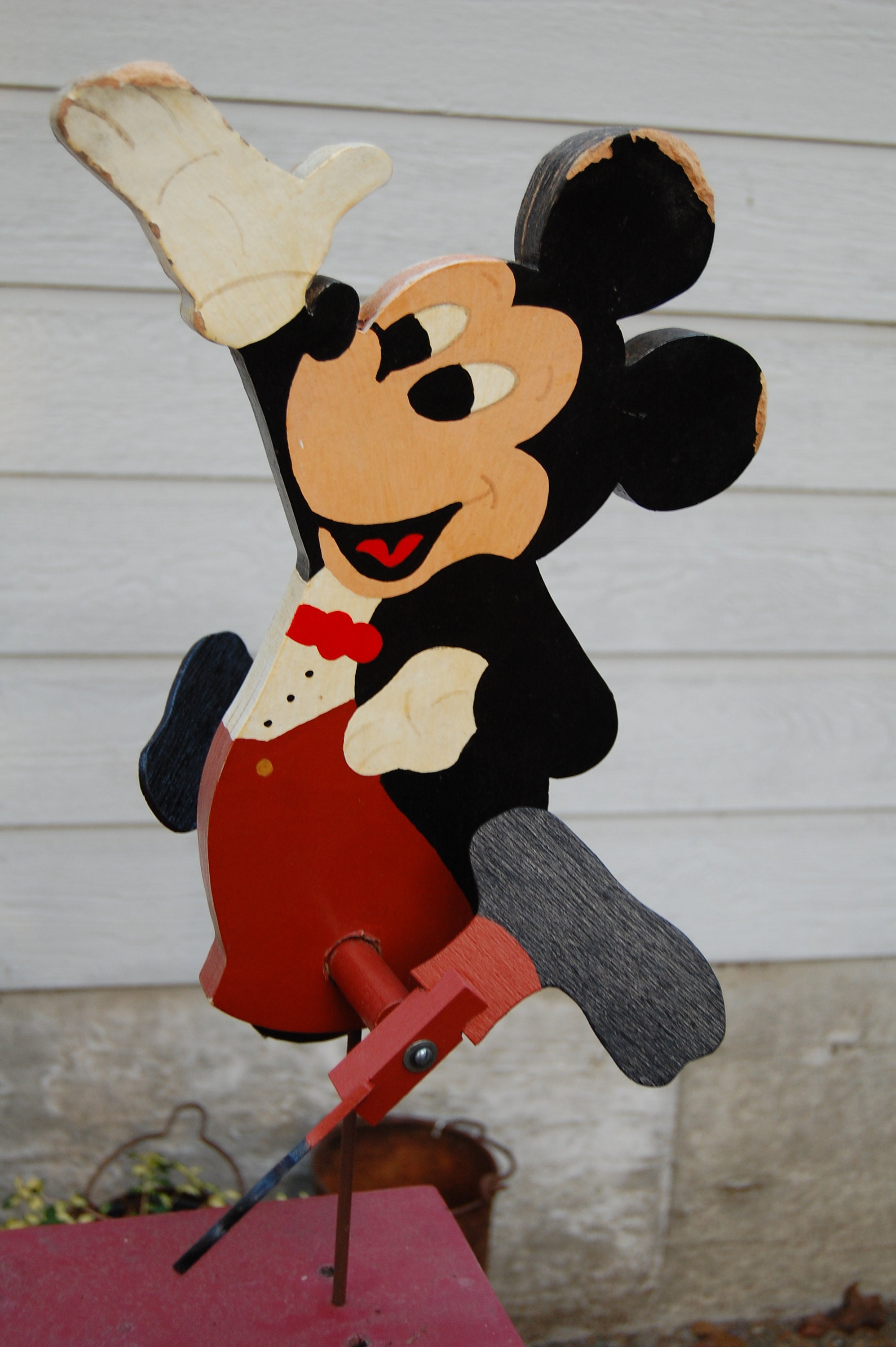 Vintage Mickey Mouse Folk Art Whirligig Wind Spinner - Etsy