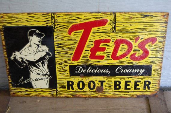 Vintage Ted Williams Root Beer Embossed Metal Advertising Sign | Etsy