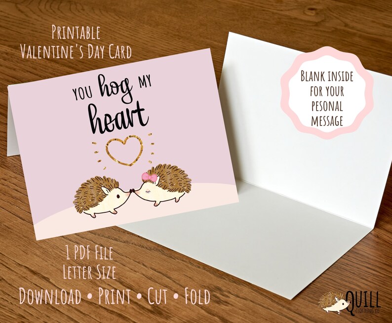 Printable Hedgehog Card, Instant Download 7x5 Card, Greeting Card, DIY ...