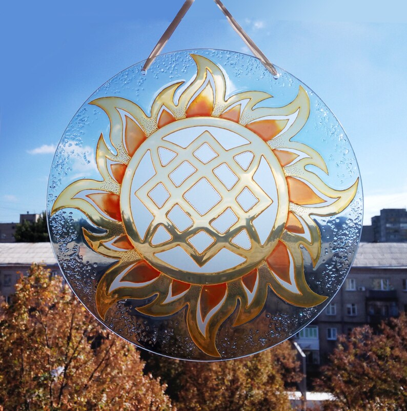 Hand painted glass suncatcher Star Goddess Lada Window | Etsy