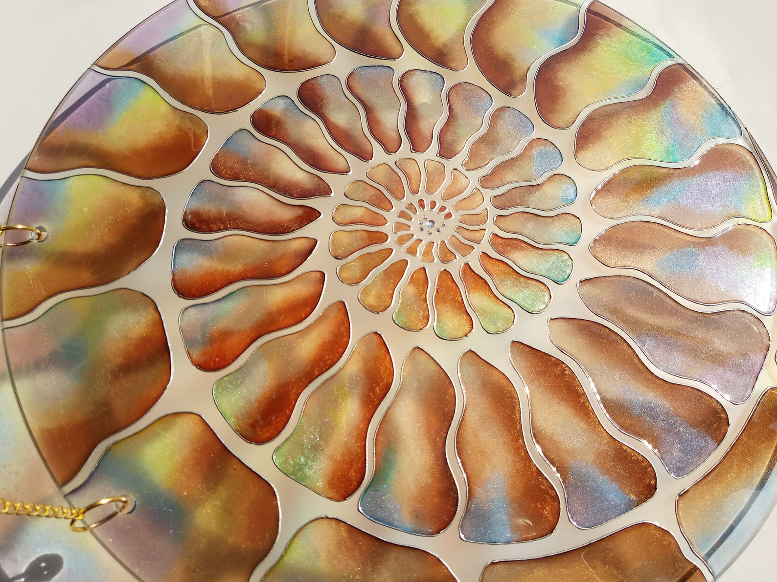 Sea shell suncatcher Ammonite suncatcher ammonite painting | Etsy