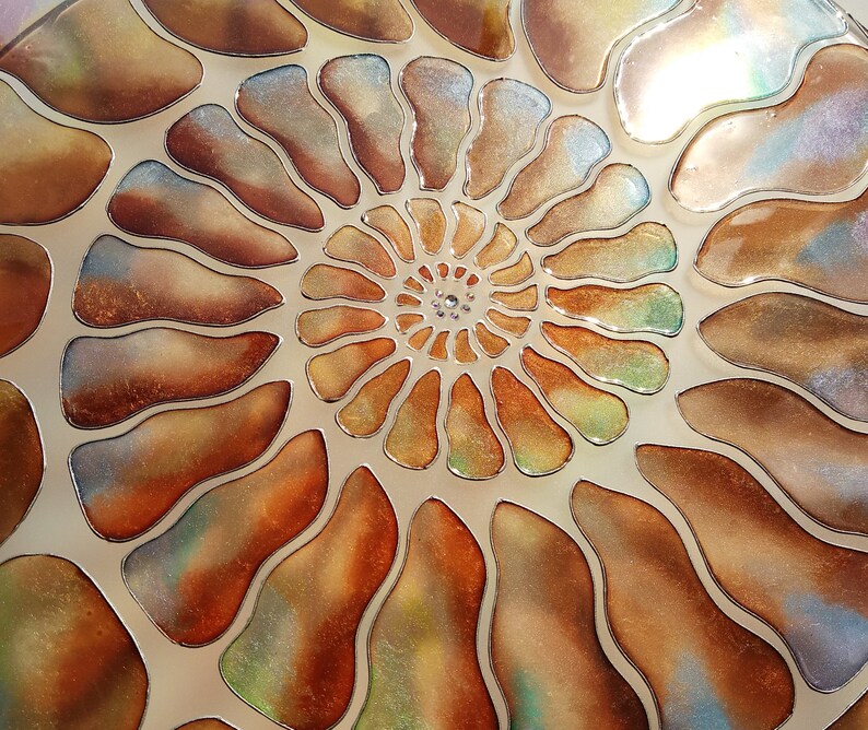 Sea shell suncatcher Ammonite suncatcher ammonite painting | Etsy