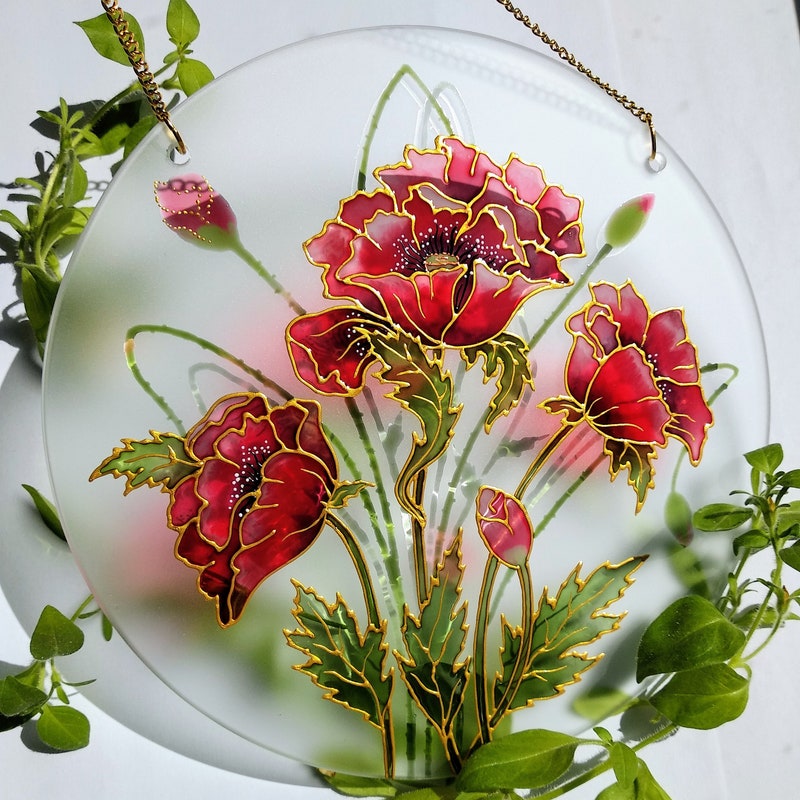 Stained Glass Poppy - Etsy