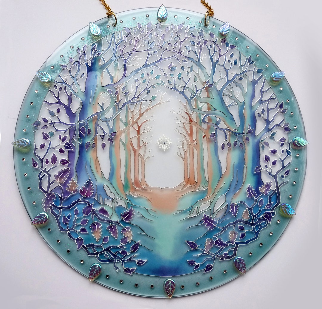 Elven Decor, Fantasy Stain Glass, Fairy Forest, Stained Glass Window ...