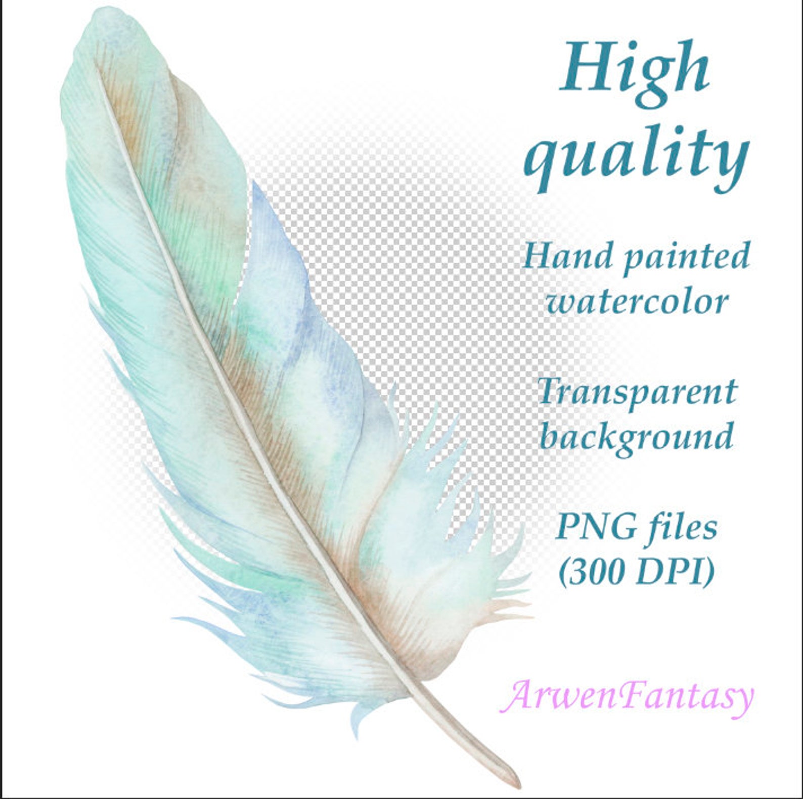 Watercolor Clipart Feathers Hand Painted Feathers Feather | Etsy