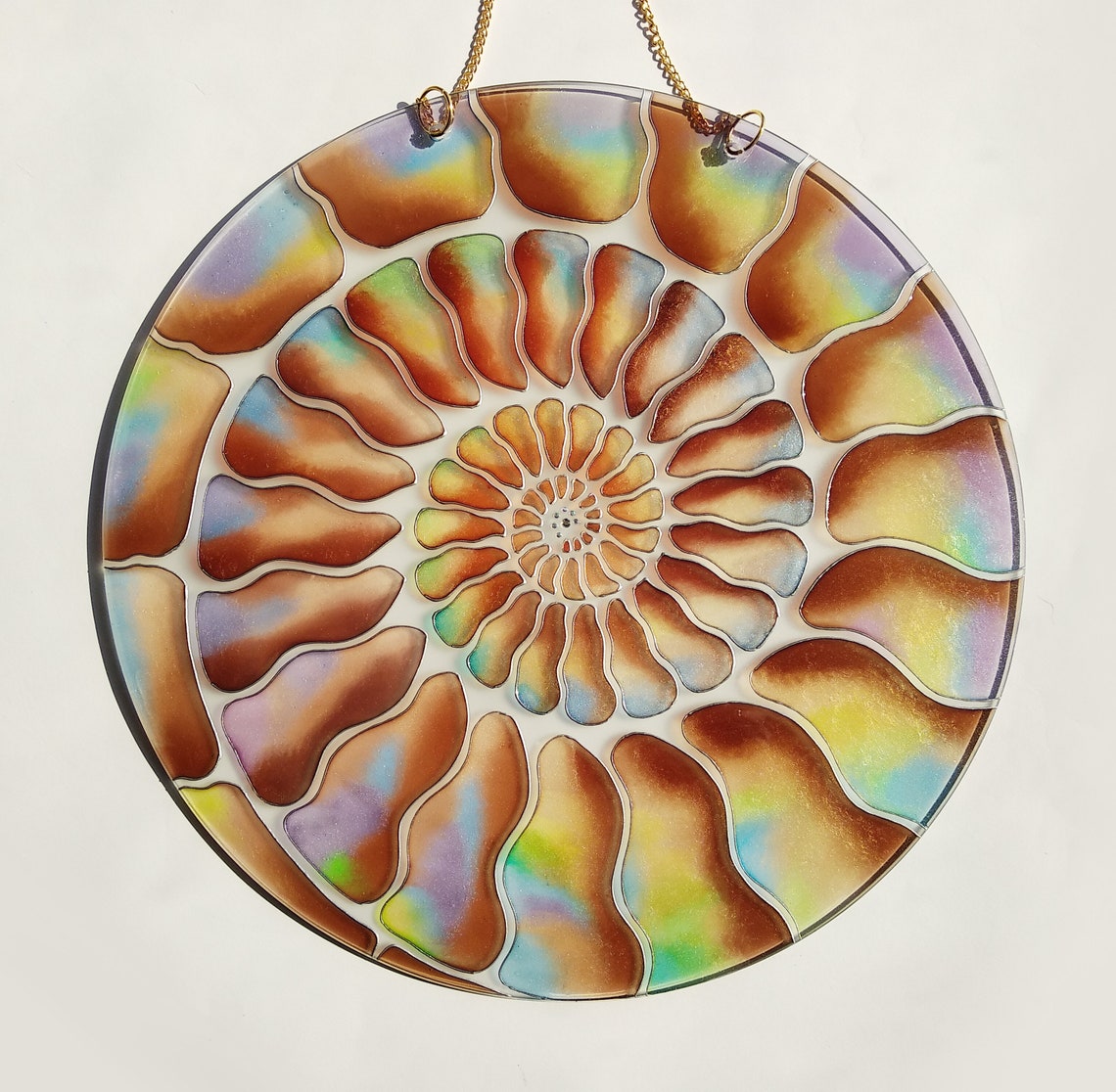 Sea shell suncatcher Ammonite suncatcher ammonite painting | Etsy