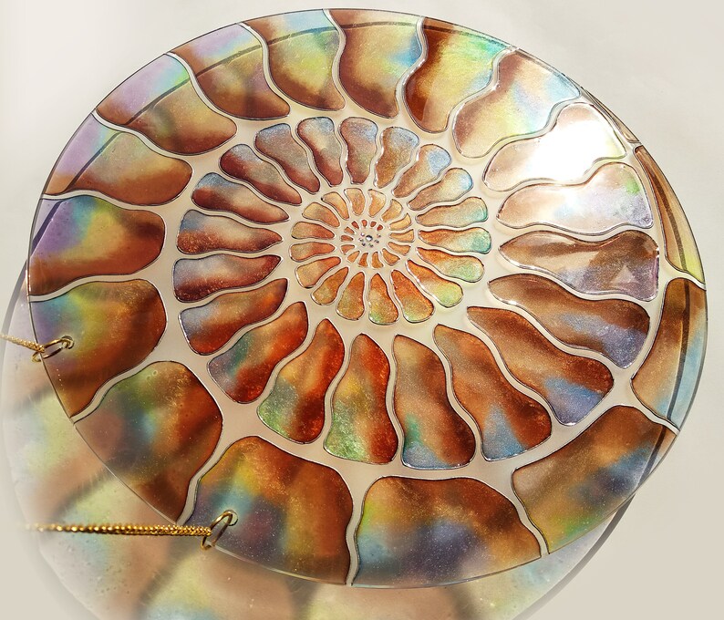 Sea shell suncatcher Ammonite suncatcher ammonite painting | Etsy