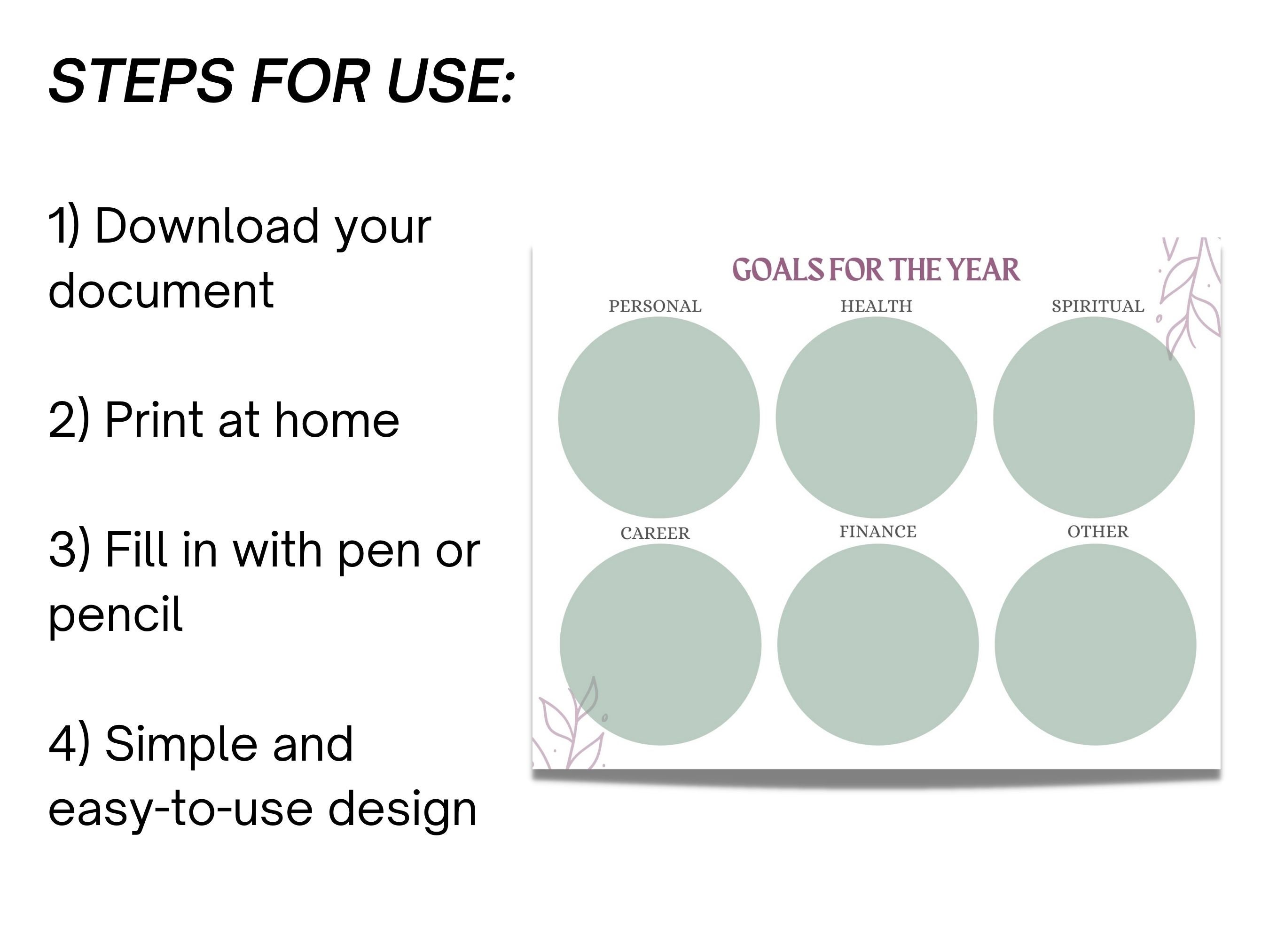 Goals for the Year Printable - Etsy