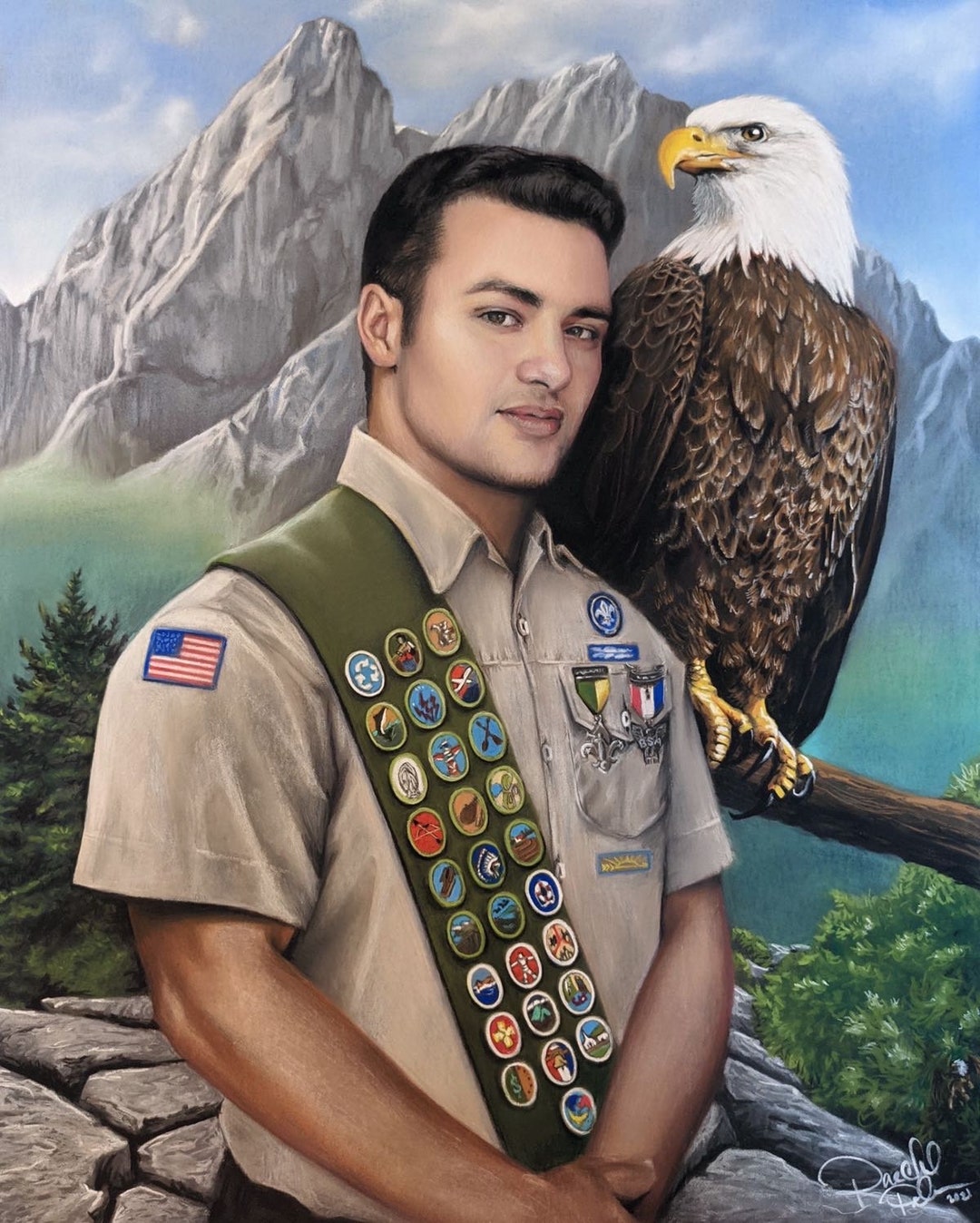 Custom Boy Scouts Portrait - Eagle Scout - Etsy
