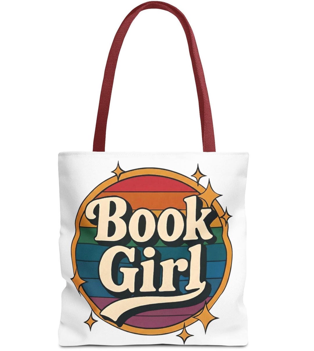 Book Girl Tote Bag | Retro Rainbow Bookworm Accessory - Etsy
