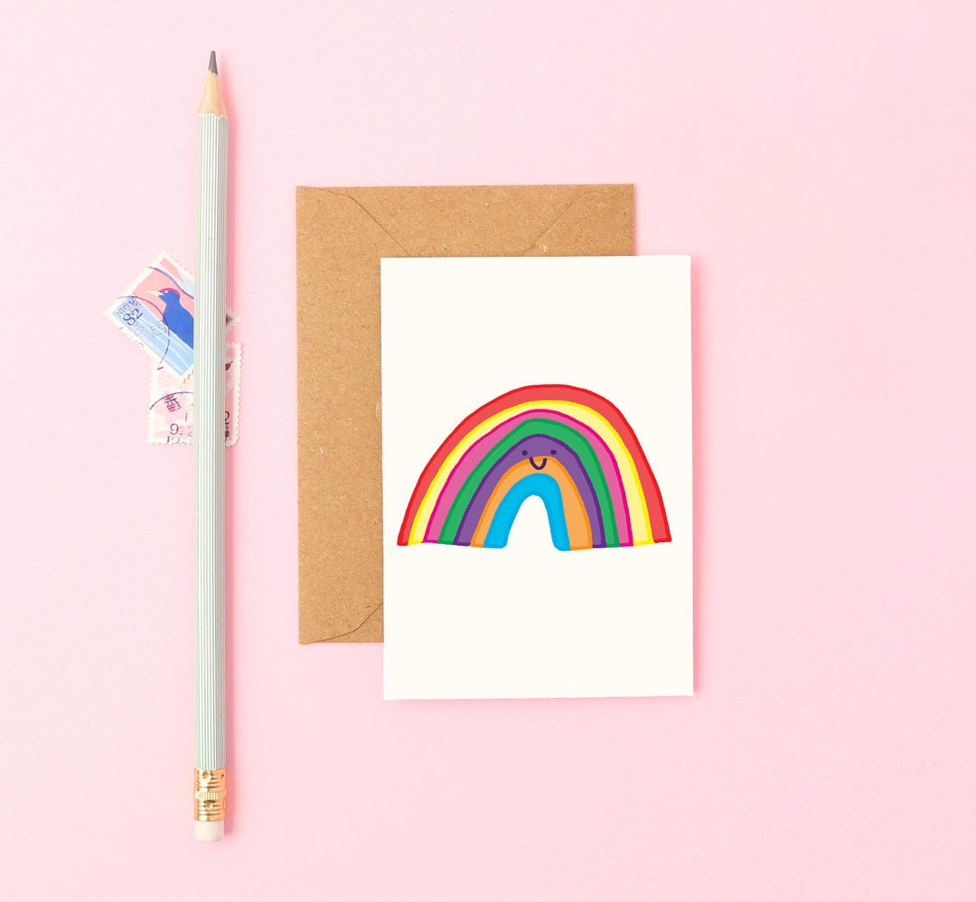 Mini Rainbow Card | Cute Positive Greeting | Small Cheerful Note | Tiny ...