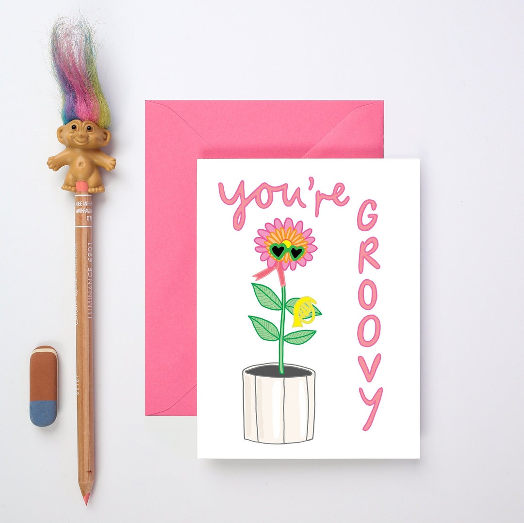 You're Groovy! Vintage Toy Dancing Flower Greeting Card | Funny Card ...