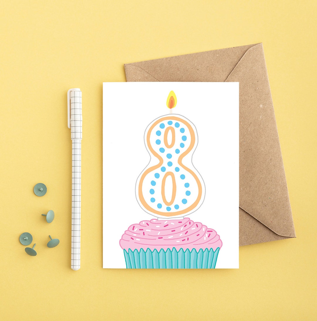 8th Birthday Card Kids Birthday Card Eight Birthday Card Birthday ...