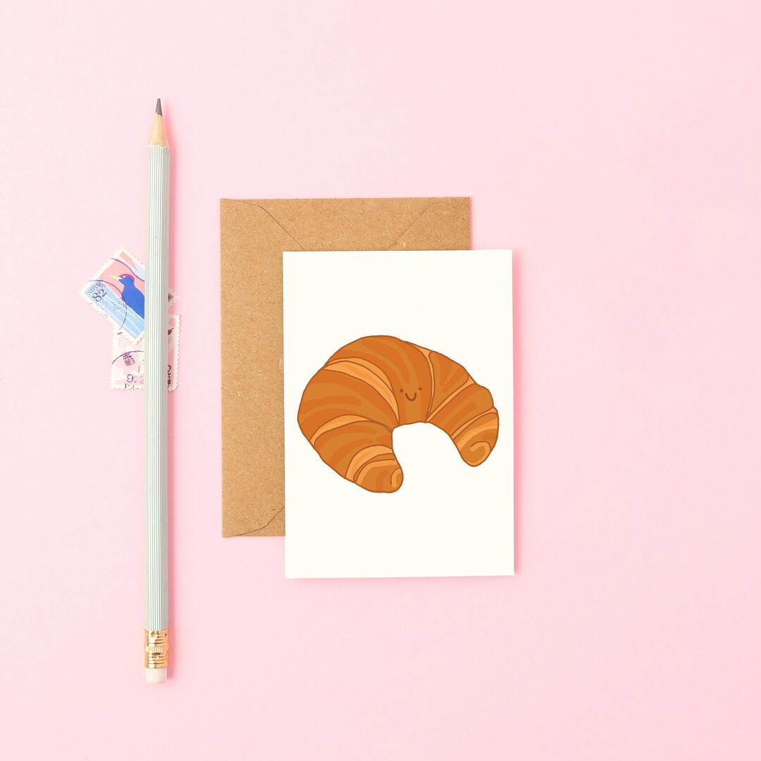 Mini Croissant Greeting Card | Cute Foodie Card | Small A7 Card With ...