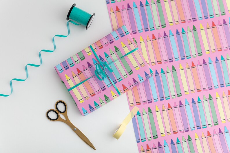 Birthday Gift Wrap, Crayon Wrapping Paper, Party Gift Wrap, Artist Gift ...