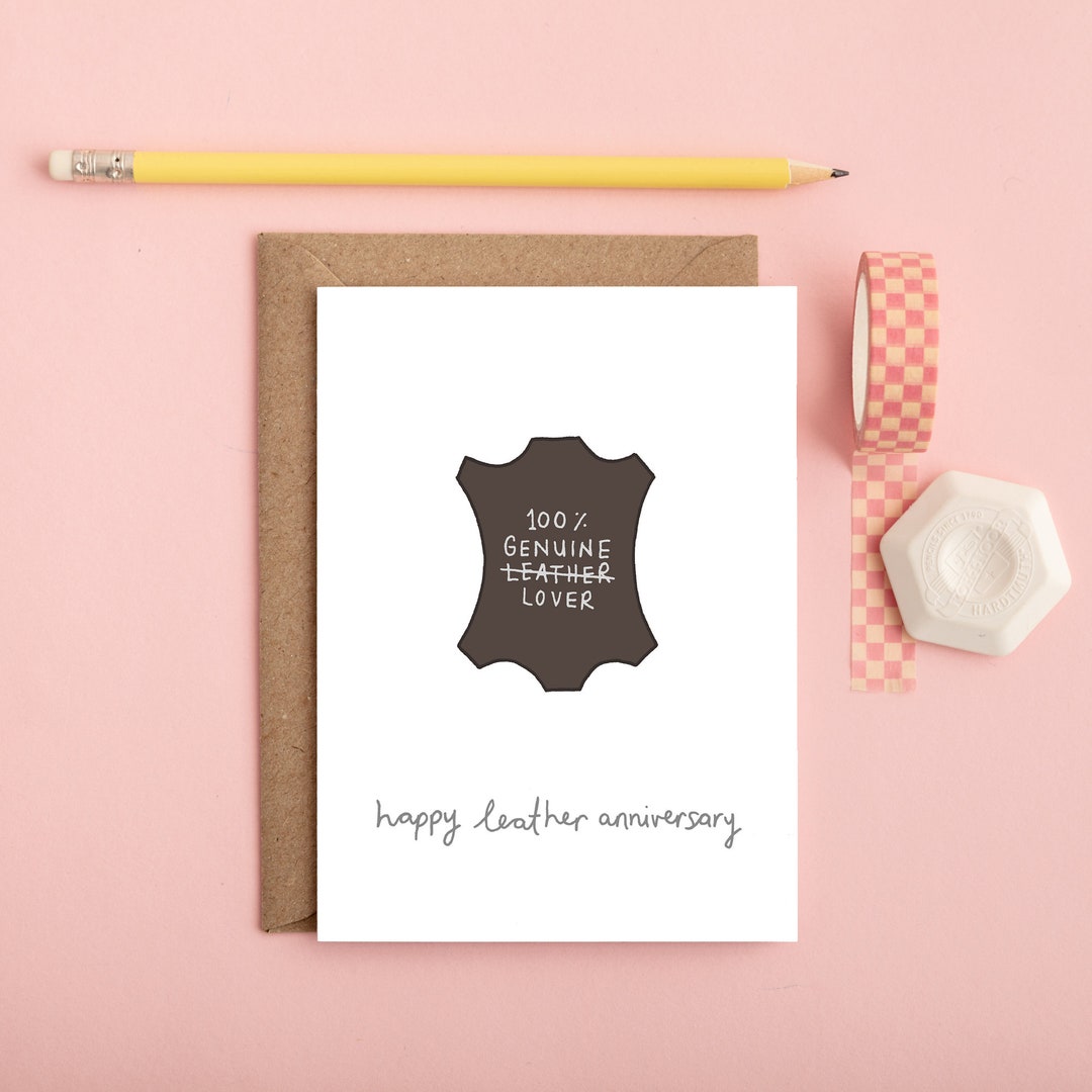 Third Wedding Anniversary Card Leather Wedding Anniversary - Etsy