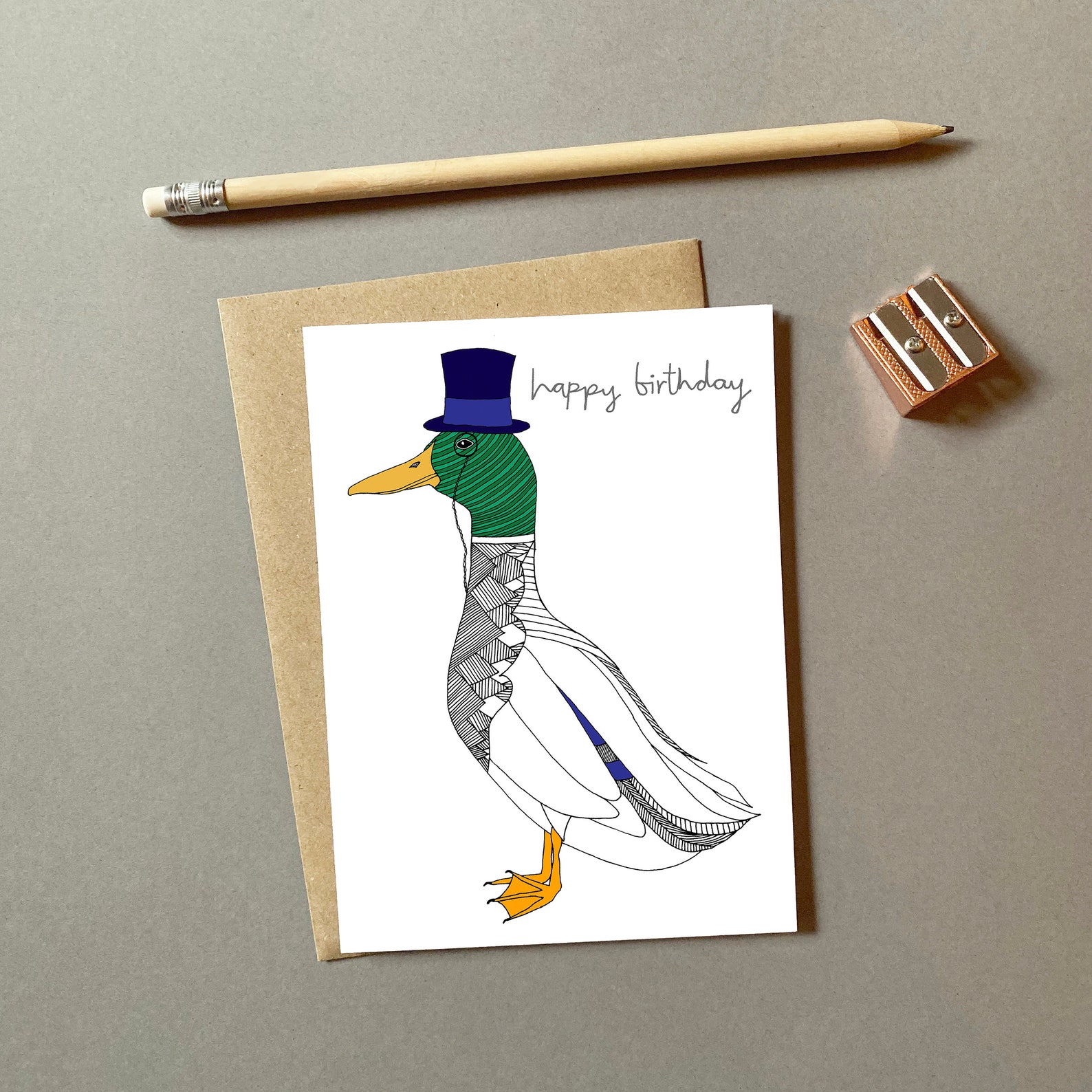HAPPY BIRTHDAY Hand Drawn Card Illustrated Cards Birthday - Etsy