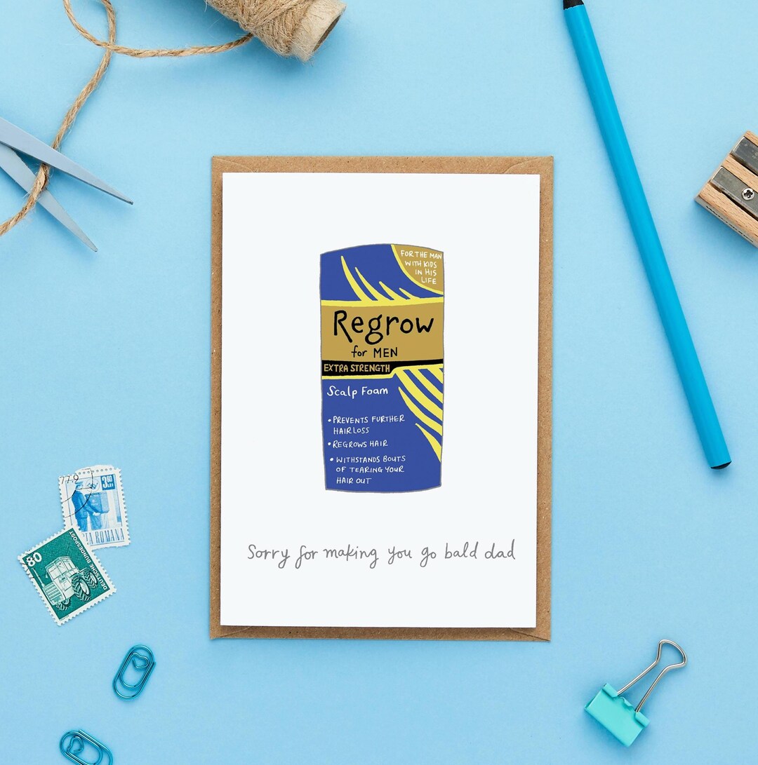 Funny Father’s Day Card | Bald Dad Regrow Hair Pun Card | Sorry for ...