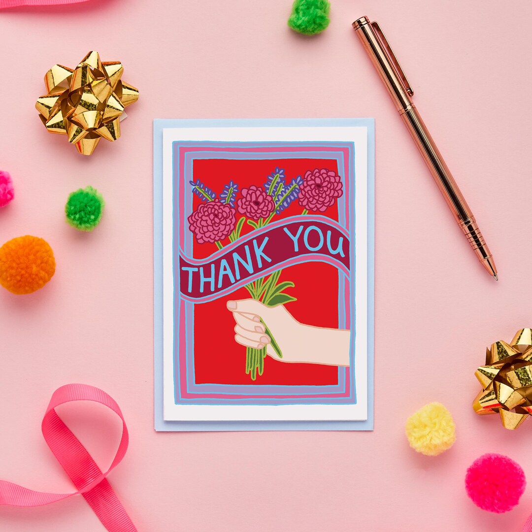 Bloomin' Lovely Thank You Card | Floral Thank You Card | Vintage Style ...