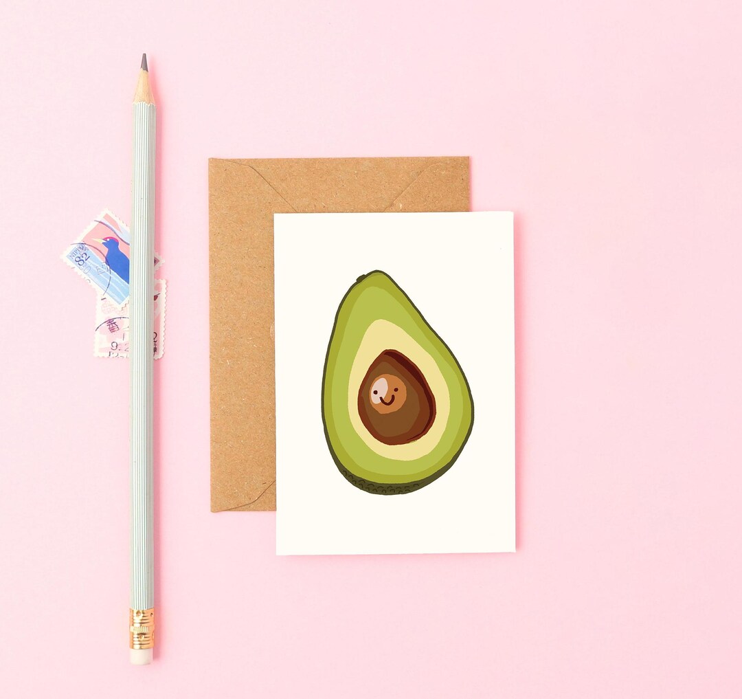 Mini Avocado Card | Cute Foodie Greeting | Small Gift Topper | Tiny ...