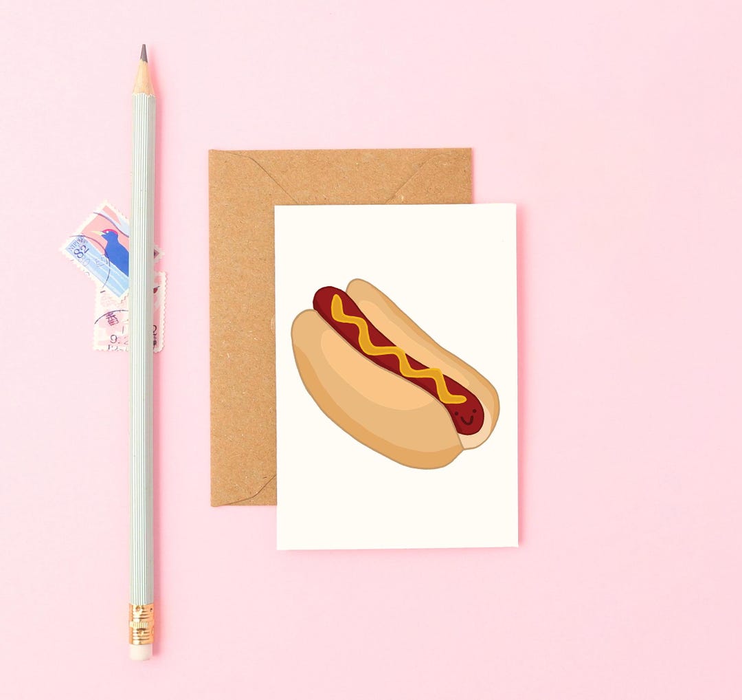 Mini Hot Dog Card | Funny Foodie Greeting | Small BBQ Gift | Tiny ...