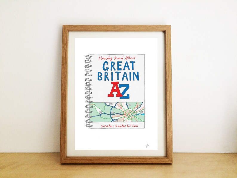 A-Z Print Map Illustration Print Home Decor Art Wall | Etsy