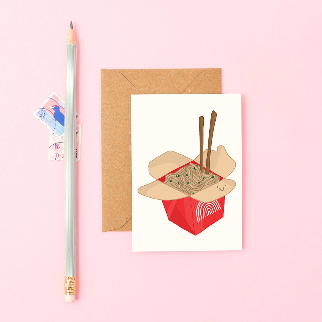 Mini Ramen Noodle Card | Cute Asian Food Greeting Card | Smiley Takeout ...