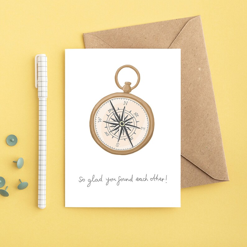 Love Compass Wedding Card | Heartfelt Wedding Card | Newlyweds Card ...